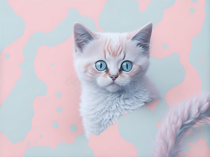 Cat Abstract Wallpaper. Soft Background with Kitten in Pastel Colors ...
