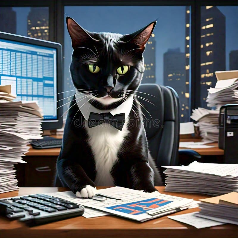 A Cat Accountant Working in a Skyscraper Office Stock Photo - Image of ...