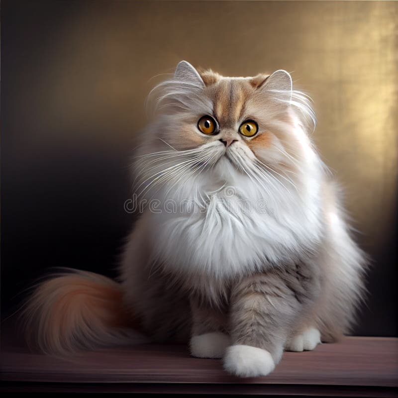 Cat Expression with Fluffy Fur Stock Illustration - Illustration of ...