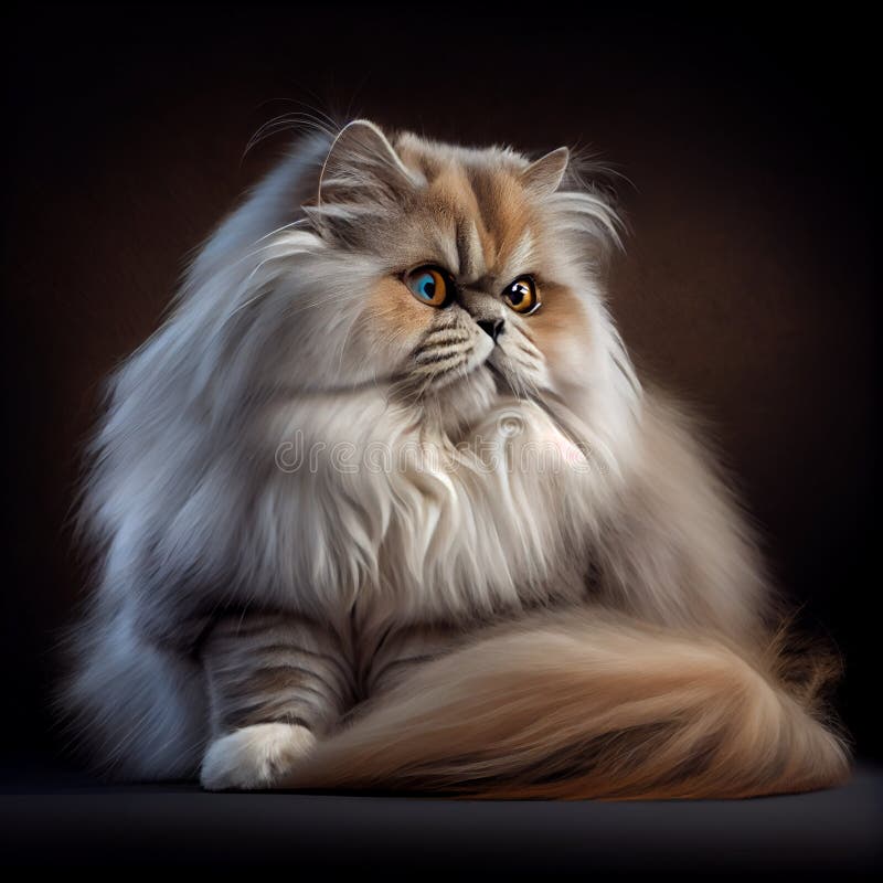 Cat Expression with Fluffy Fur Stock Illustration - Illustration of ...