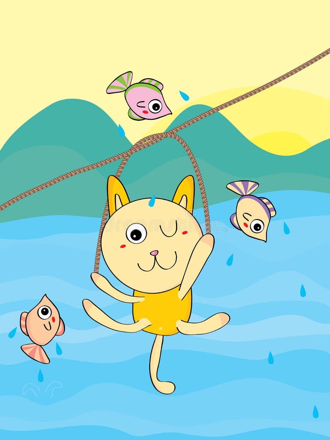 Cat adventure stock vector. Illustration of caricature - 44192267