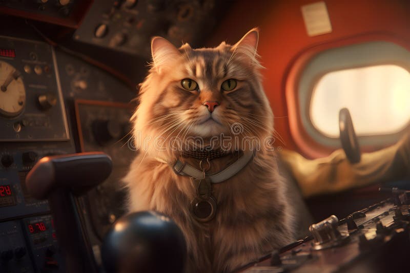 The Cat is an Airplane Pilot. Concept. Stock Illustration ...