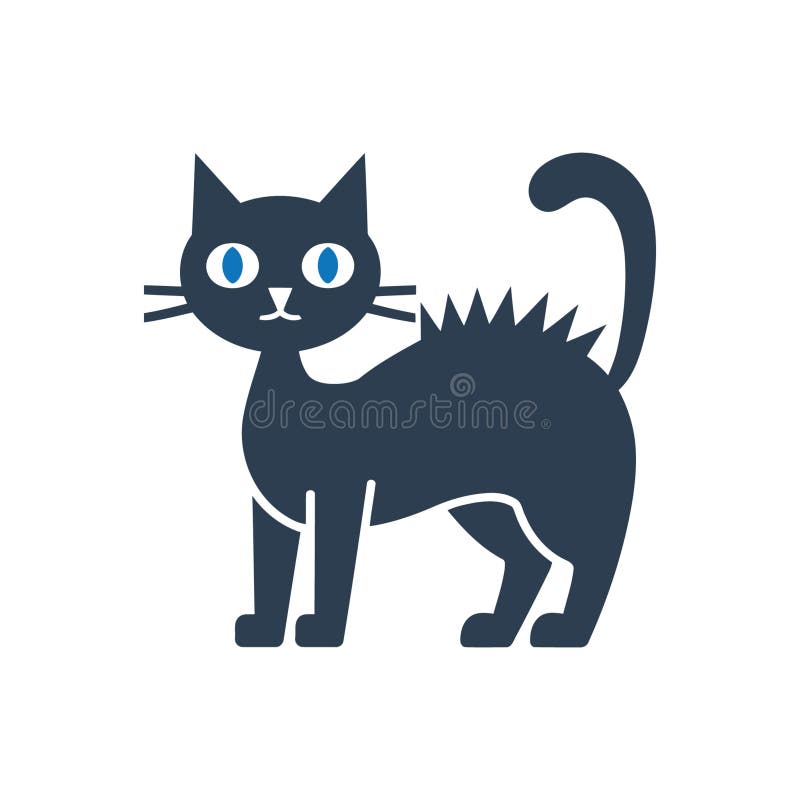 Cat in Alert Position Icon stock illustration. Illustration of animal ...
