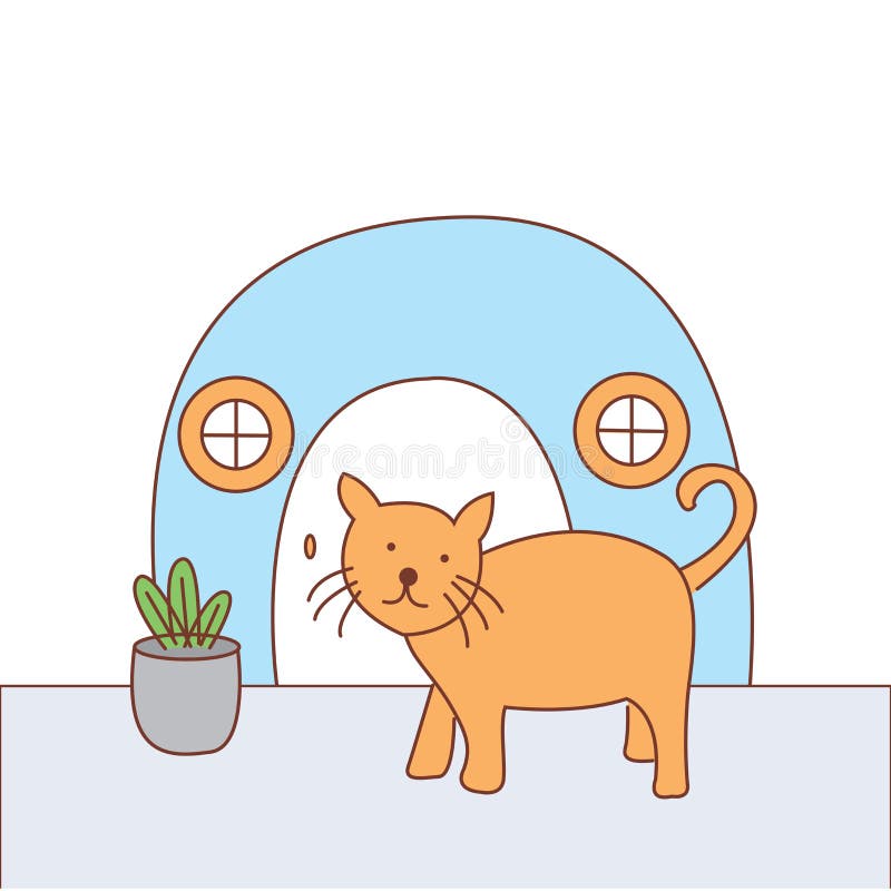 Cat Alone at Home Illustration Design - Vector Stock Vector ...