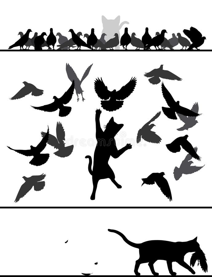 Cat Silhouette Stalking Stock Illustrations – 24 Cat Silhouette ...
