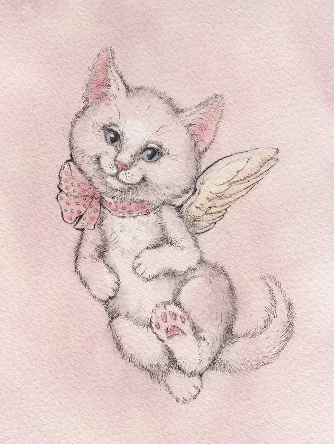 Cat angel flying stock illustration. Illustration of hands - 54920156