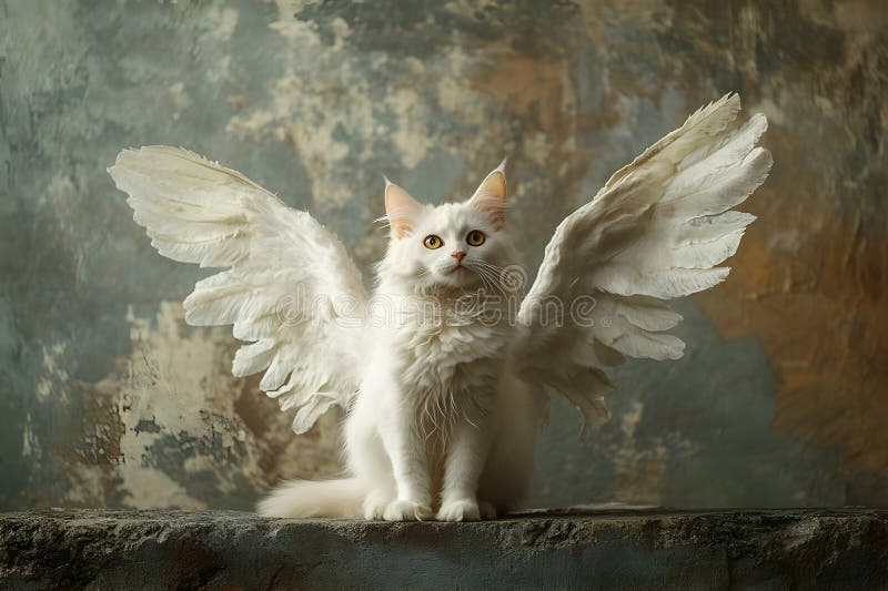 A Cat with Angel Wings with Isolated Background Stock Image - Image of ...