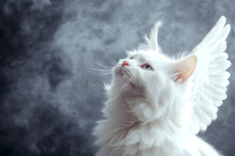 A Cat with Angel Wings with Isolated Background Stock Photo - Image of ...