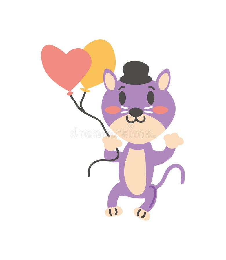 Cat animal birthday party stock vector. Illustration of happy - 345606311