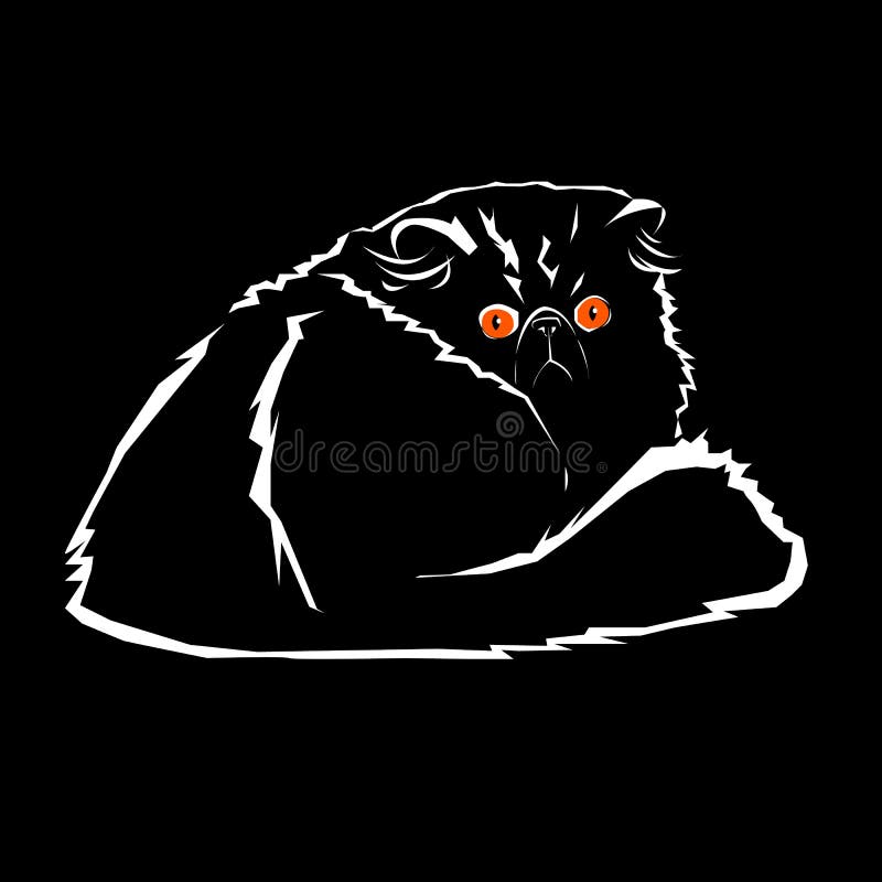 Cat Animal Contour Drawing Creative Blue Image Kitten Line Stock Vector ...