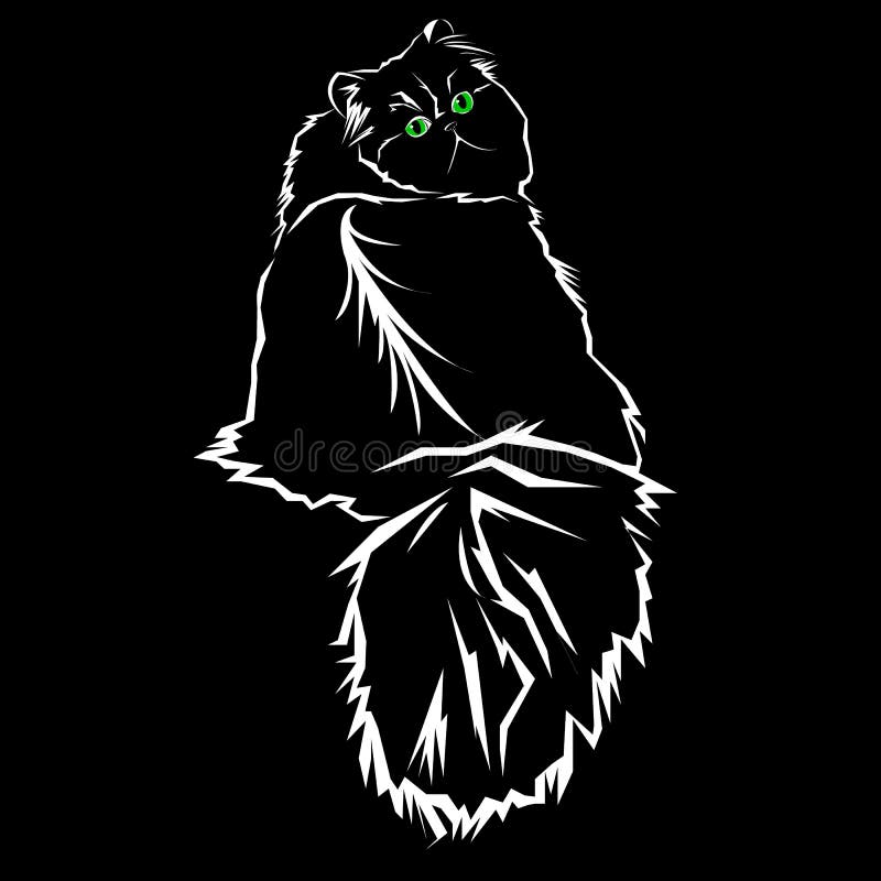 Cat Animal Contour Drawing Creative Blue Image Kitten Line Stock Vector ...