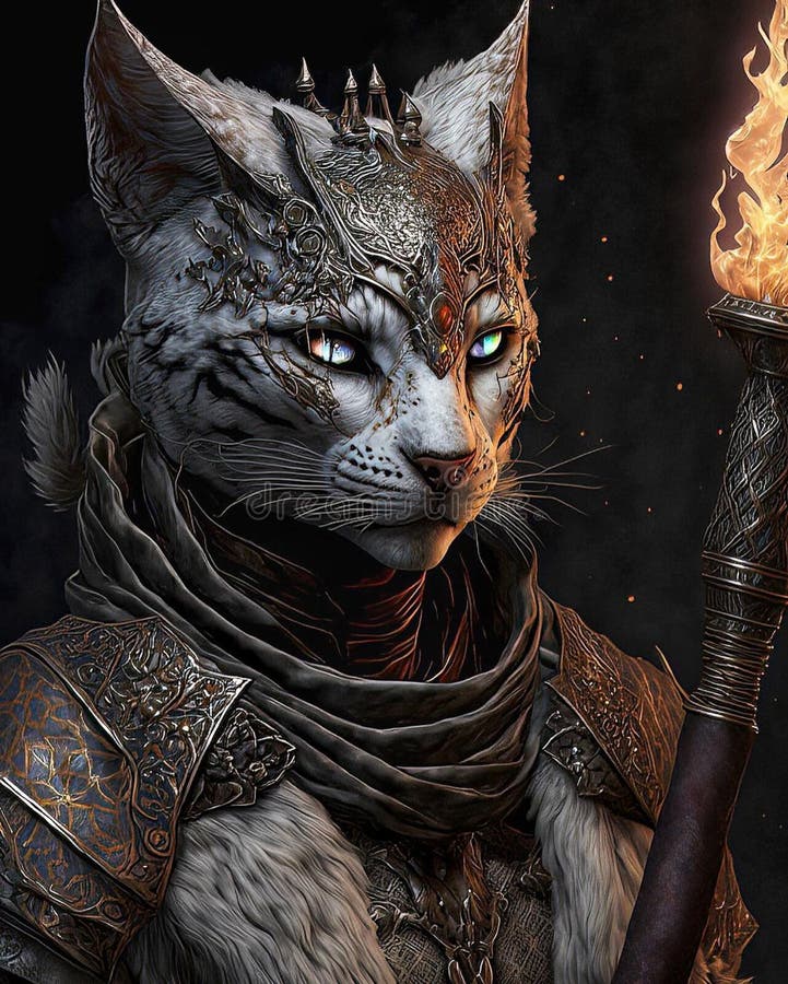 A cat with armor stock illustration. Illustration of painting - 270888618