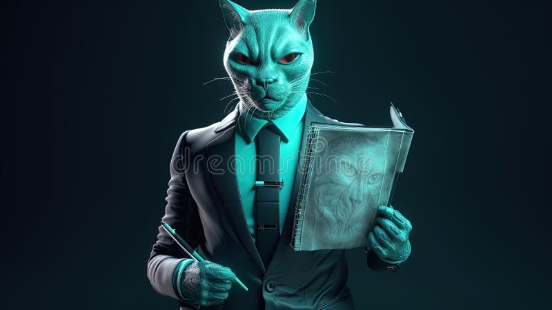 Cat as Auditor Artwork stock illustration. Illustration of stands ...