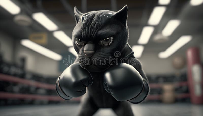 Cat As a Boxer Created with Generative AI Technology Stock Illustration ...