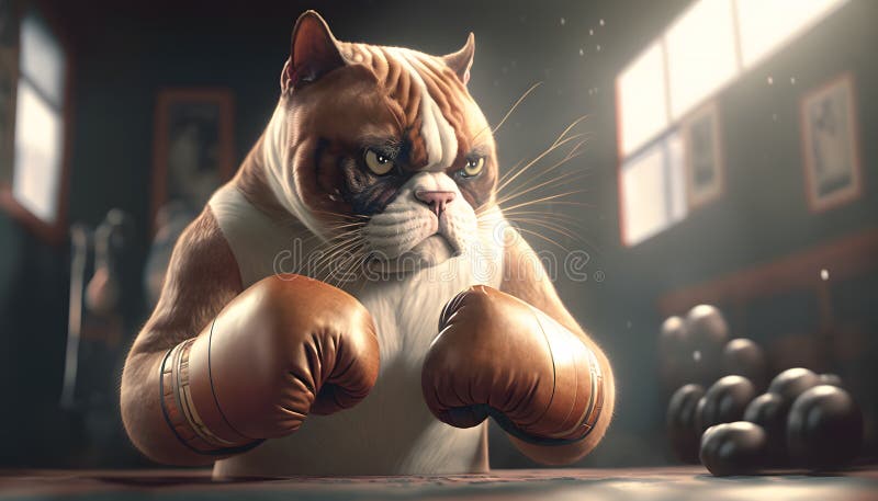 Cat As a Boxer Created with Generative AI Technology Stock Illustration ...
