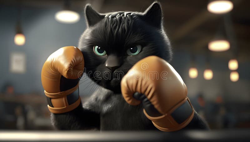 Cat As a Boxer Created with Generative AI Technology Stock Illustration ...