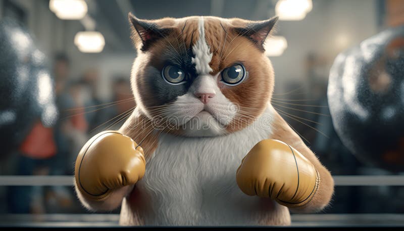 Cat As a Boxer Created with Generative AI Technology Stock Illustration ...