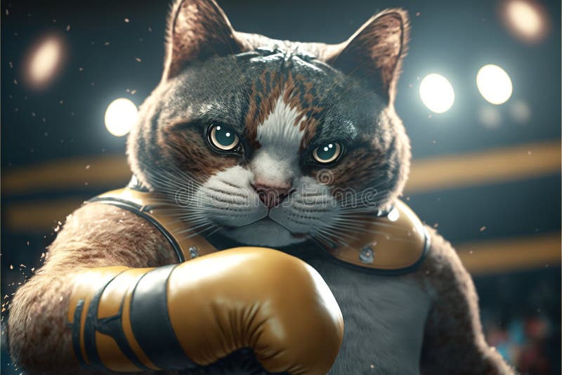 Cat As Boxer Created with Generative AI Technology Stock Illustration ...