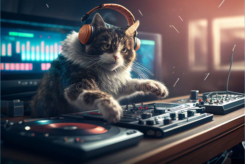 Cat As a DJ Created with Generative AI Technology Stock Illustration ...