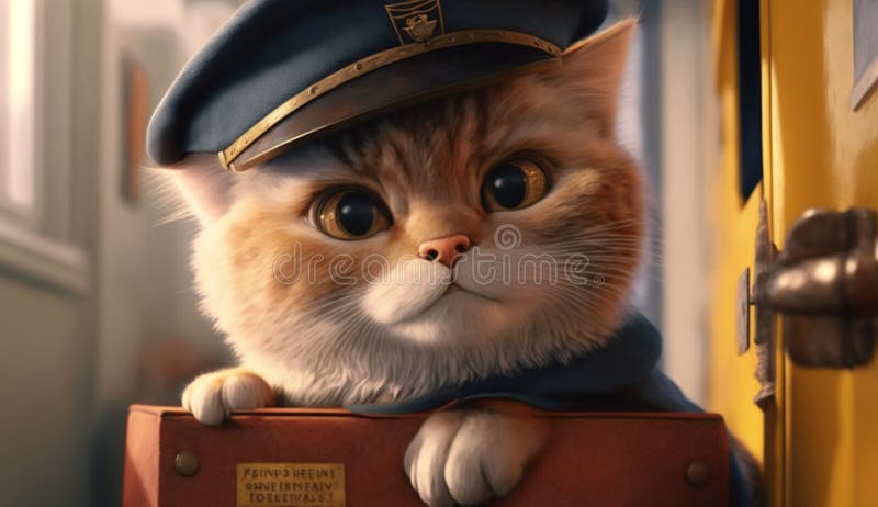 Cat As Mailman Post Delivery Service Postman. Generative AI Stock ...