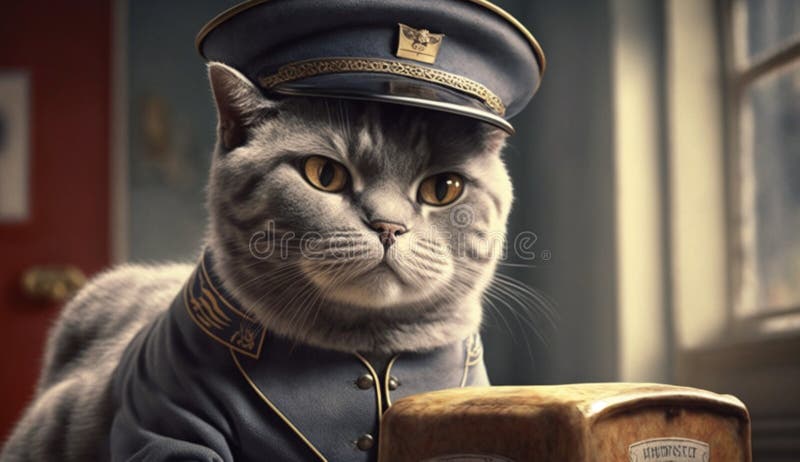 Cat As Mailman Post Delivery Service Postman. Generative AI Stock ...