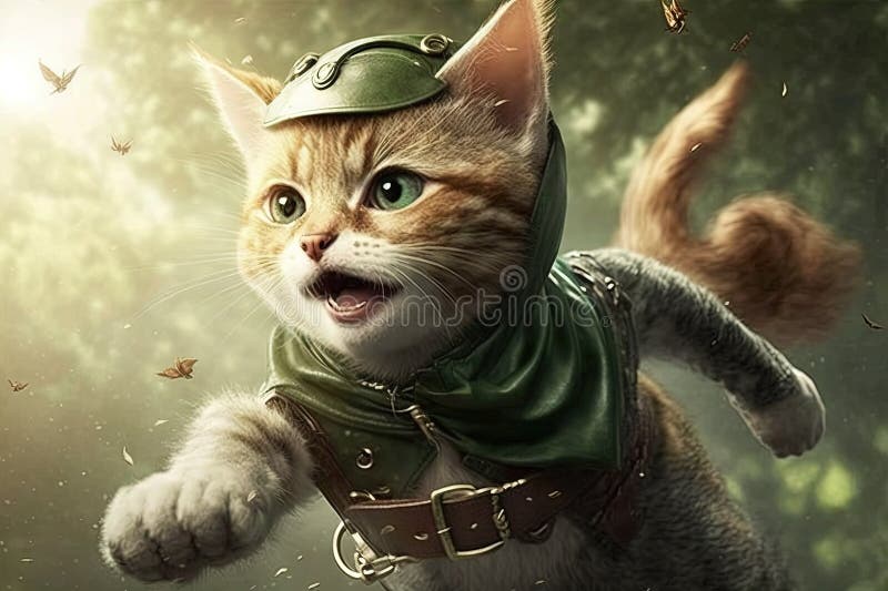 Cat As Peter Pan Illustration Generative Ai Stock Illustration ...