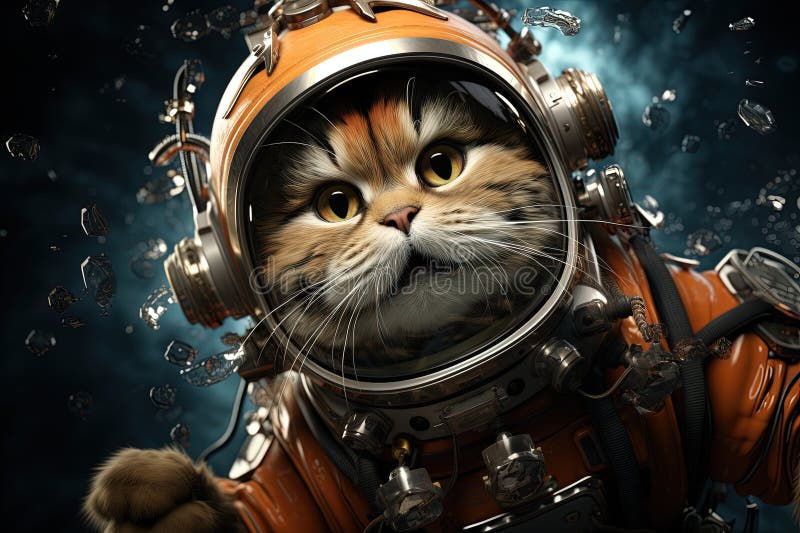 Cat As Space Rocket Astronaut Illustration Generative Ai Stock ...