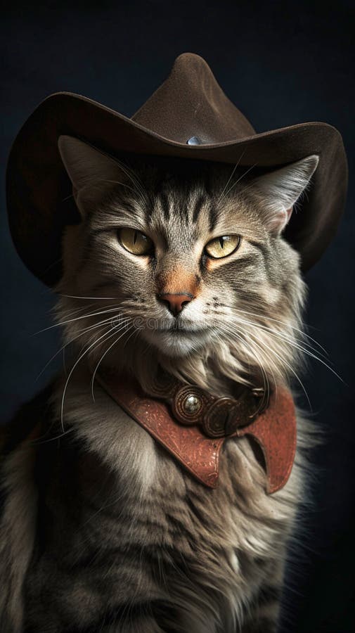 Cat as a Wild West cowboy stock image. Image of west - 296065039