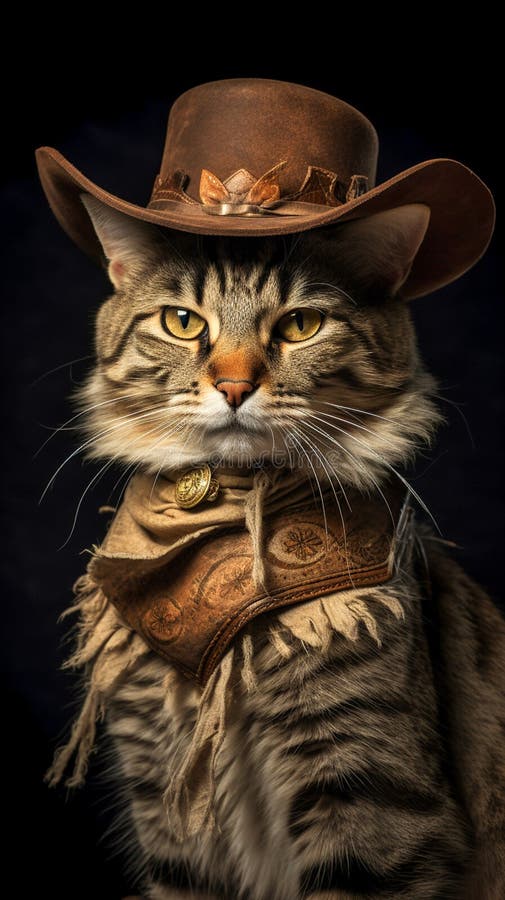 Cat as a Wild West cowboy stock image. Image of vintage - 296065041