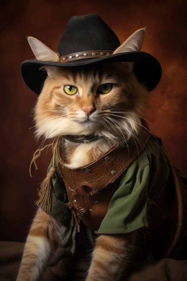 Cat as a Wild West cowboy stock illustration. Illustration of black ...