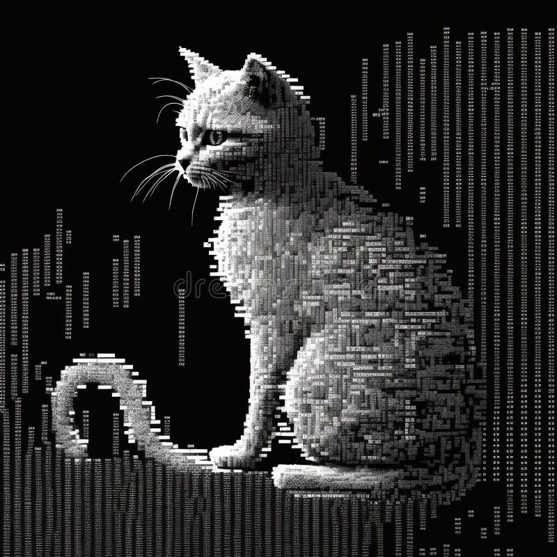 A Cat ASCII Art. Generative AI Stock Illustration - Illustration of ...