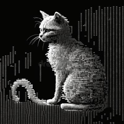A Cat ASCII Art. Generative AI Stock Illustration - Illustration of ...