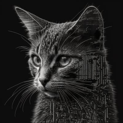 A Cat ASCII Art. Generative AI Stock Illustration - Illustration of ...