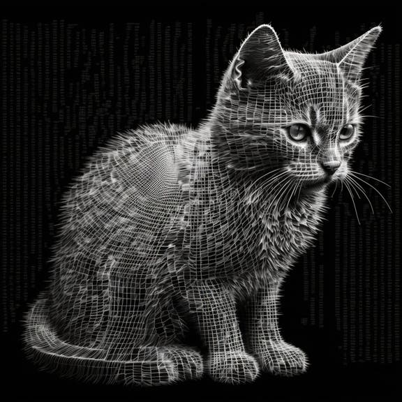 A Cat ASCII Art. Generative AI Stock Illustration - Illustration of ...