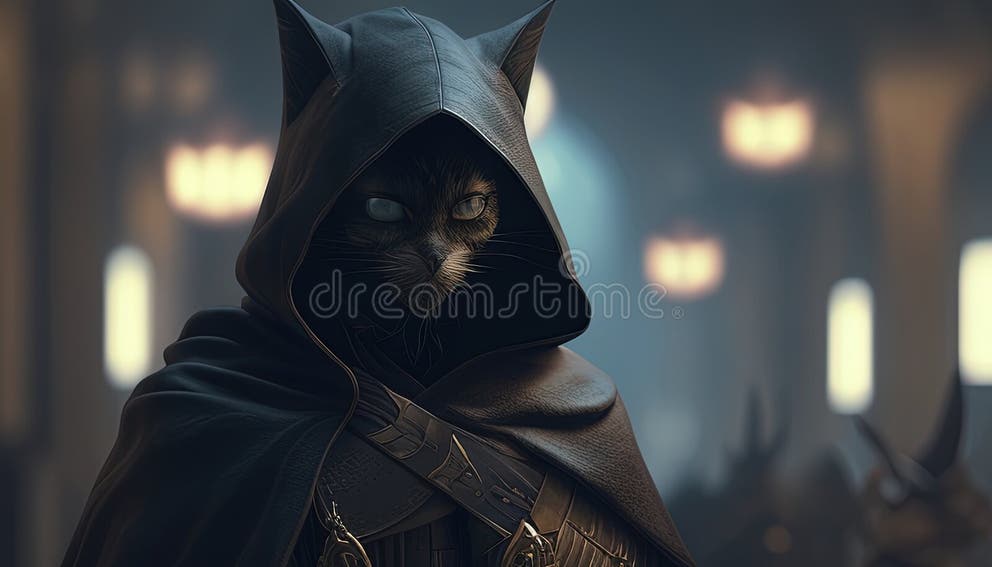Cat Assassin Digital Art Illustration, Generative AI Stock Illustration ...