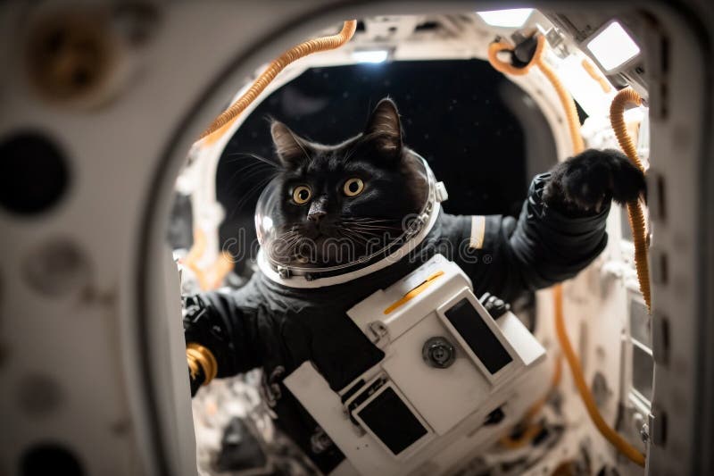Cat Astronaut in a Space Suit Generative AI Stock Illustration ...