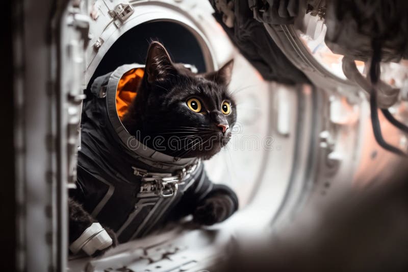 Cat Astronaut in a Space Suit Generative AI Stock Illustration ...
