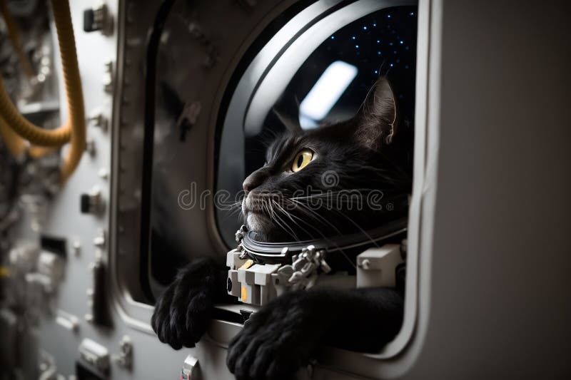 Cat Astronaut in a Space Suit Generative AI Stock Illustration ...