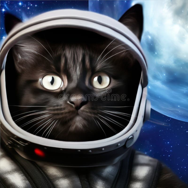Cat Astronaut in Spacesuit and Helmet. Space Background Stock Photo ... Cat Astronaut in Spacesuit and Helmet. Space Background Stock Photo ...