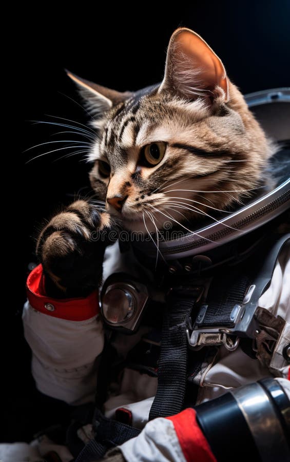 Cat Astronaut in a Spacesuit in a Spaceship Plows the Expanses of the ...