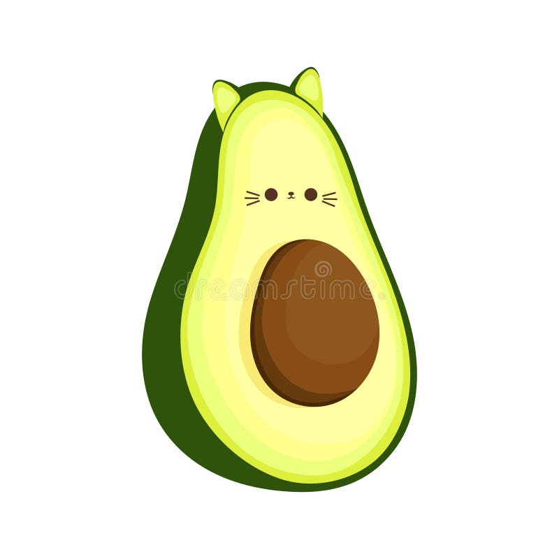 Cat Avocado Icon Vector Illustration Stock Vector - Illustration of ...