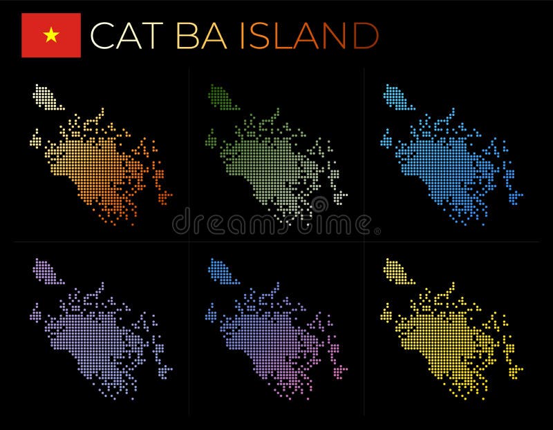 Cat Ba Island Dotted Map Set. Stock Vector - Illustration of abstract ...