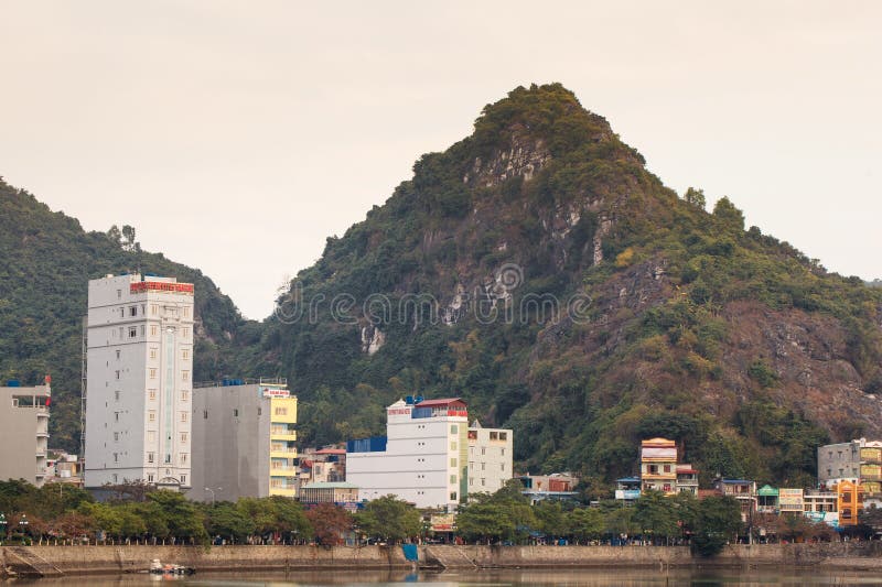 Cat Ba, Vietnam - January 17, 2018: View on Cat Ba Town in Northern ...