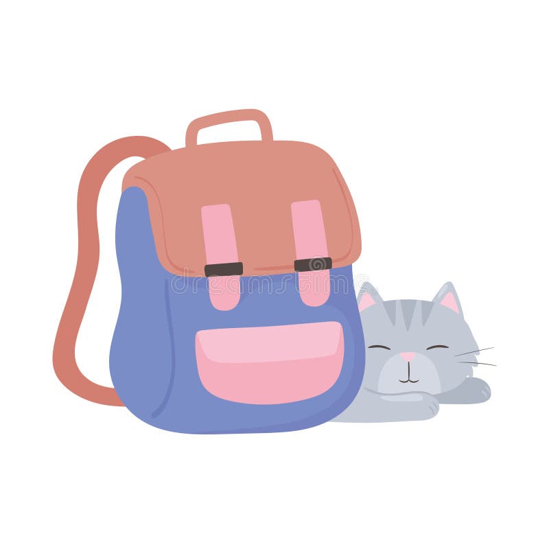 Cat and backpack stock vector. Illustration of furry - 234979953