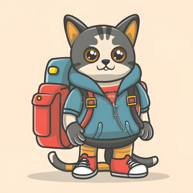 Cat in Backpack Original Vector Illustration Generative AI Stock ...