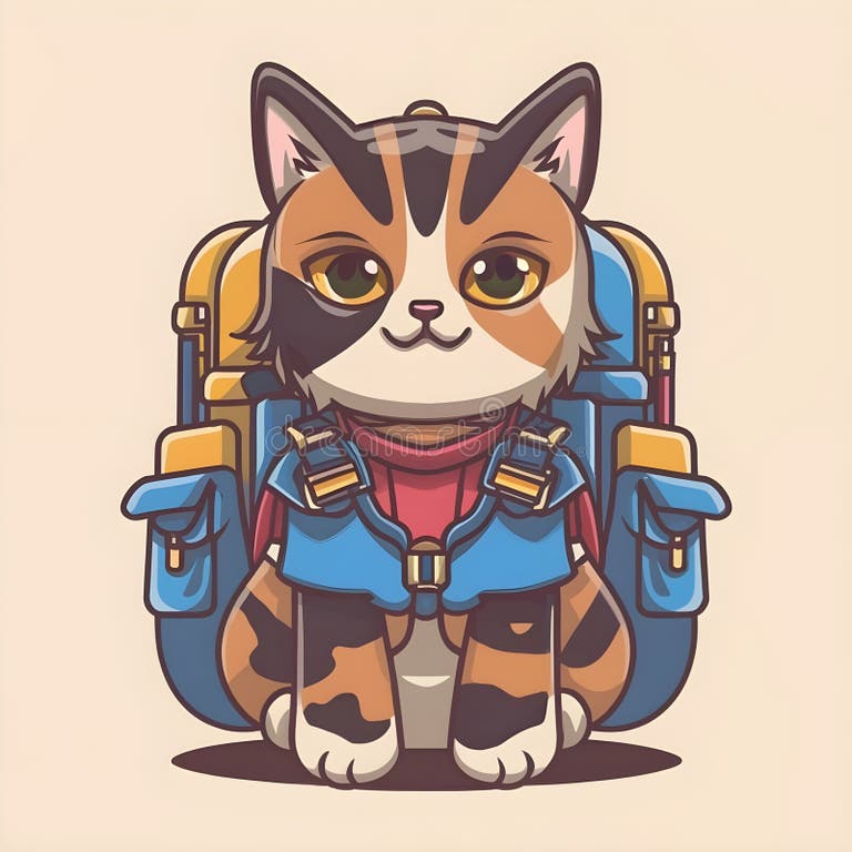 Cat in Backpack Original Vector Illustration Generative AI Stock ...