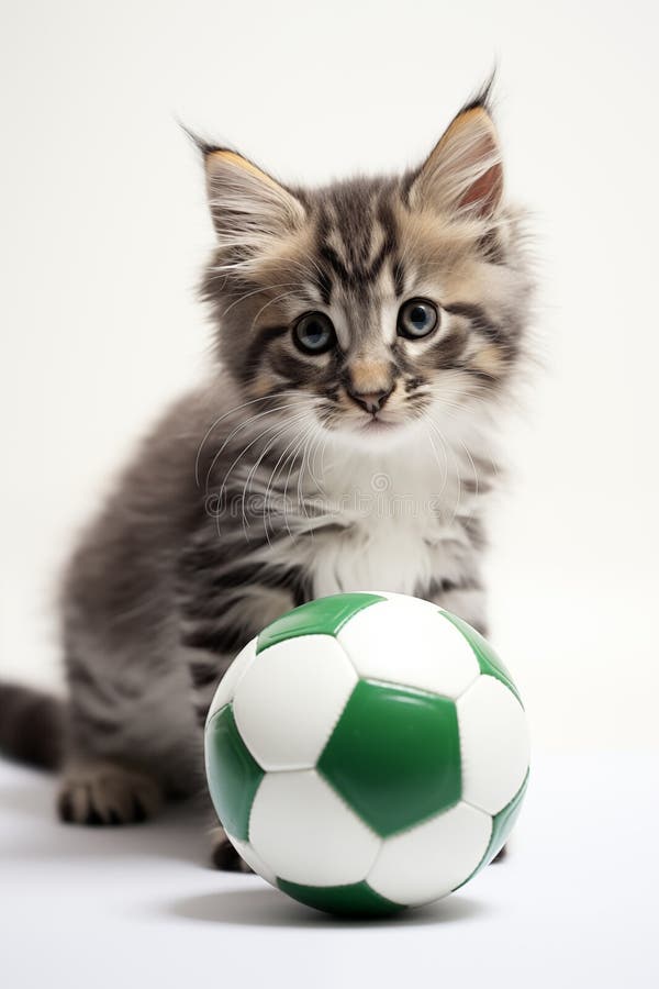 Cat with ball stock illustration. Illustration of bite - 327192179