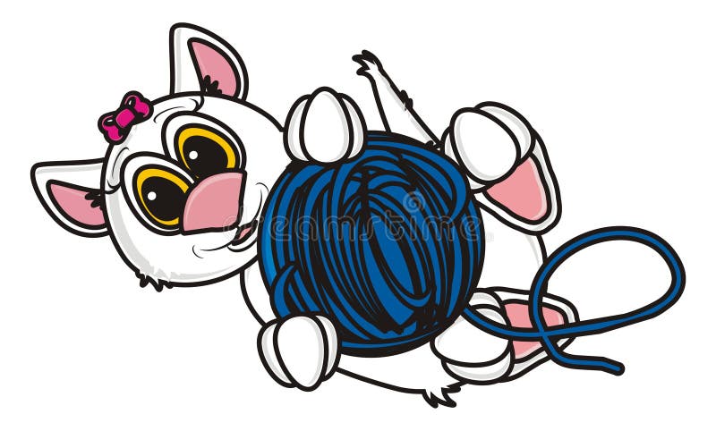 Cat with a ball of thread stock illustration. Illustration of cartoon ...