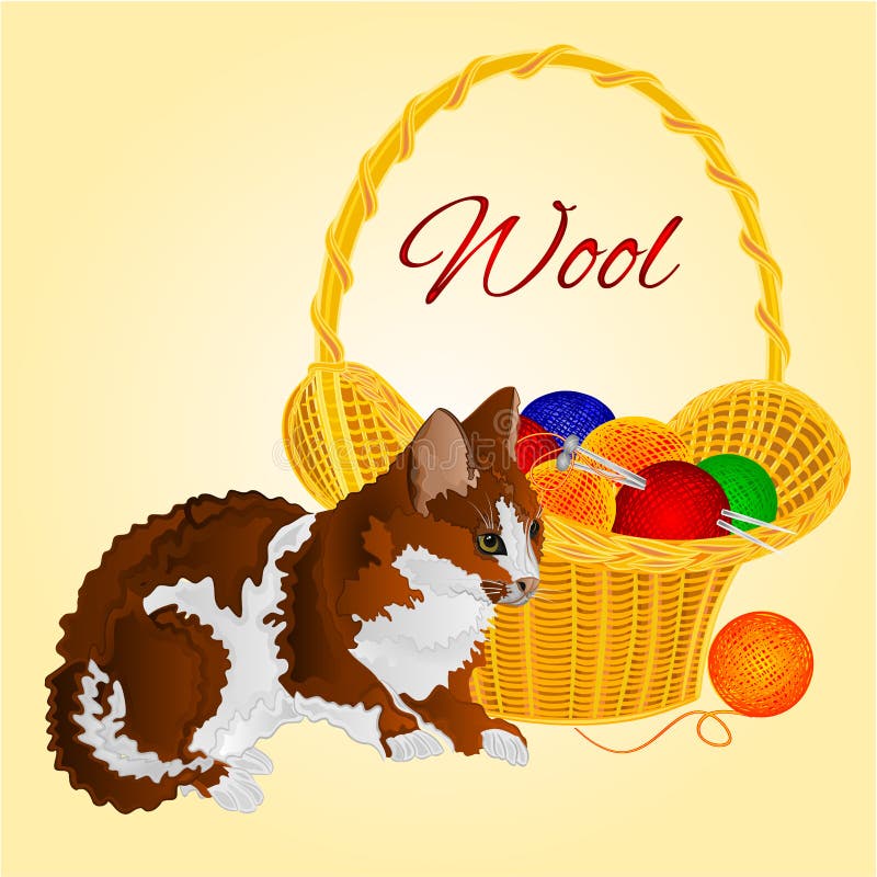 Ball of Wool in Basket Vector Stock Vector - Illustration of tangled ...