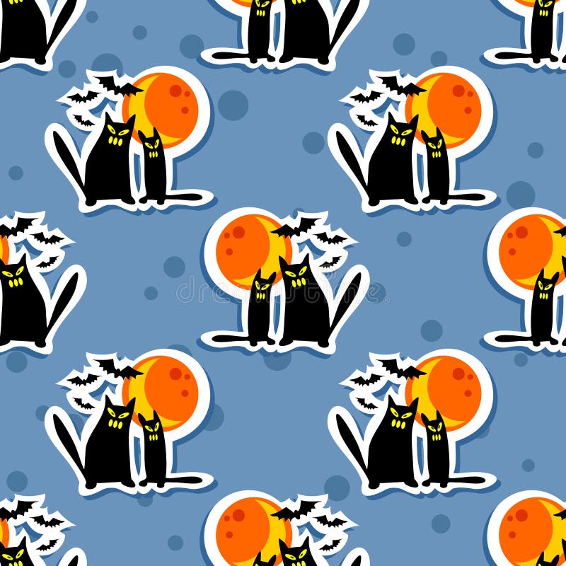 Cat and Bat Seamless Pattern Stock Vector - Illustration of symbol ...